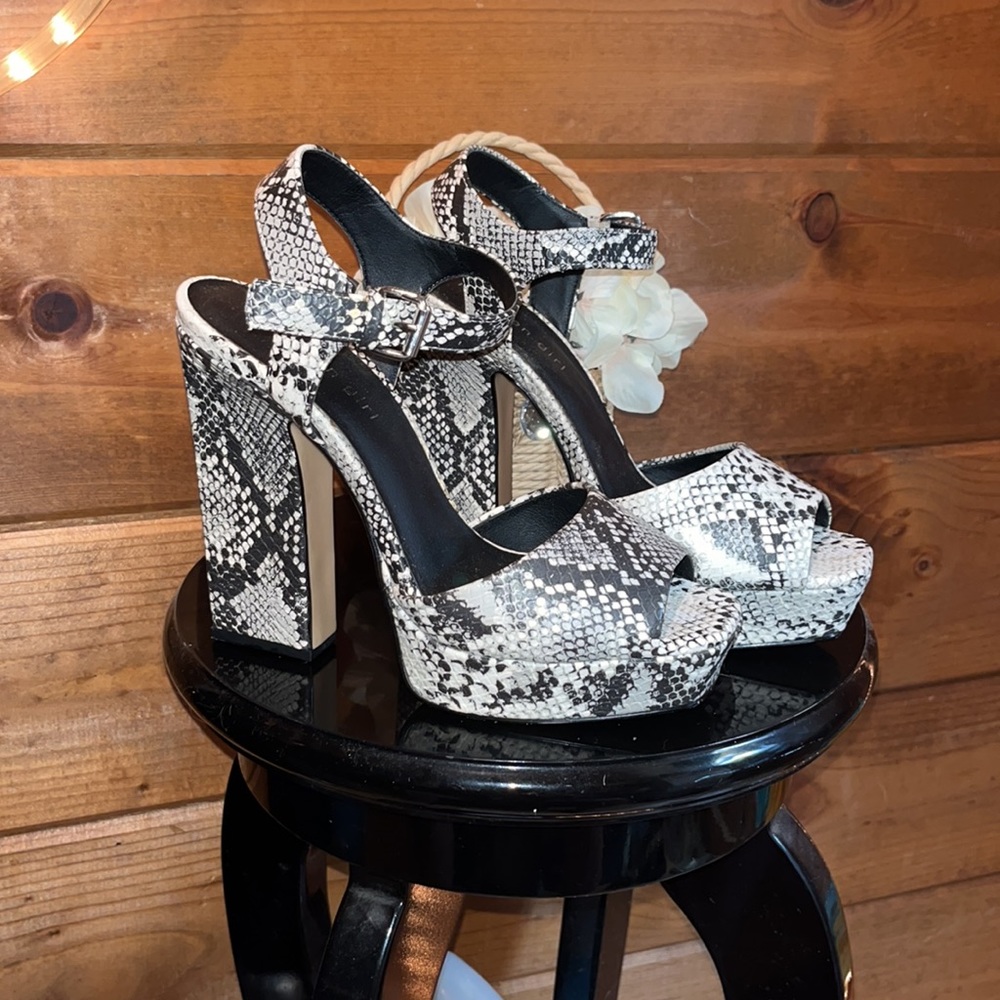 Madden Girl 5” Heels W/1” Platform Sandals Snake Skin… - Gem